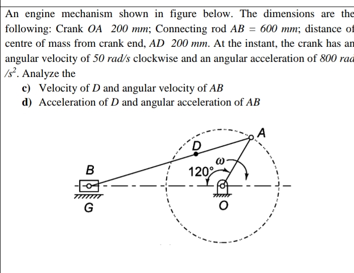 An engine mechanism shown in figure below. The | Chegg.com