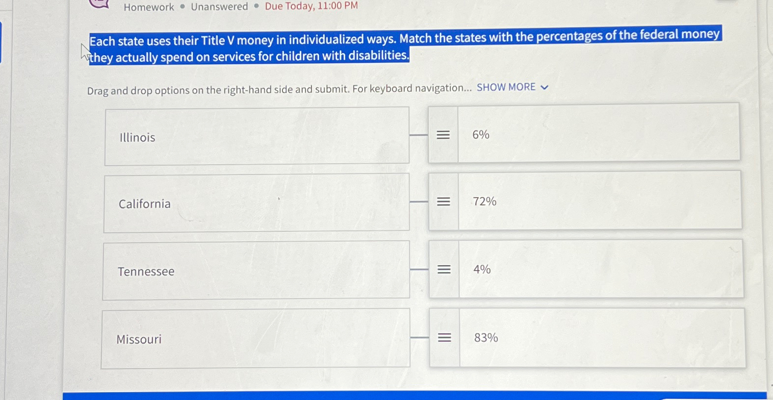 Solved HomeworkUnansweredDue Today, 11:00 ﻿PMEach state uses | Chegg.com