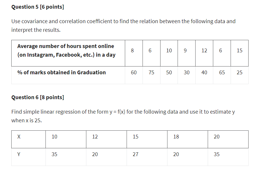 Solved Question 5 [6 ﻿points]Use covariance and correlation | Chegg.com