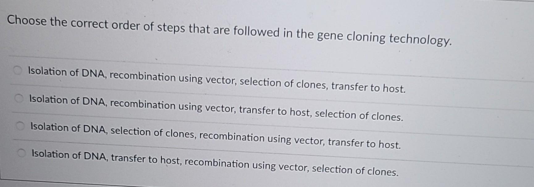 Solved Choose the correct order of steps that are followed | Chegg.com