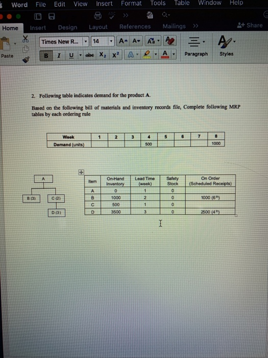 Solved Word File Edit View Insert Format Tools Table Window | Chegg.com