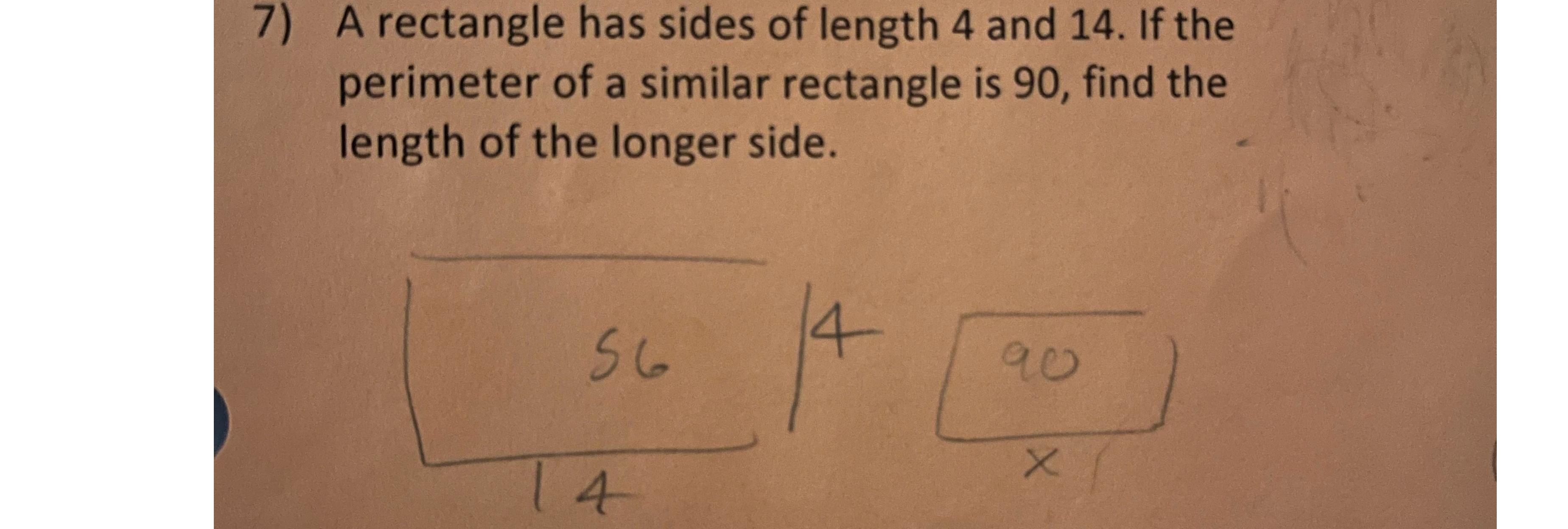 Solved A rectangle has sides of length 4 ﻿and 14 . ﻿If the | Chegg.com