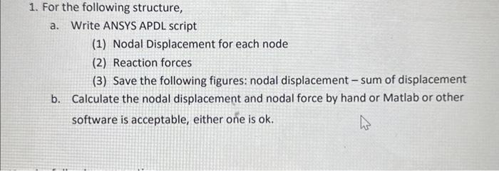 1. For the following structure, a. Write ANSYS APDL | Chegg.com