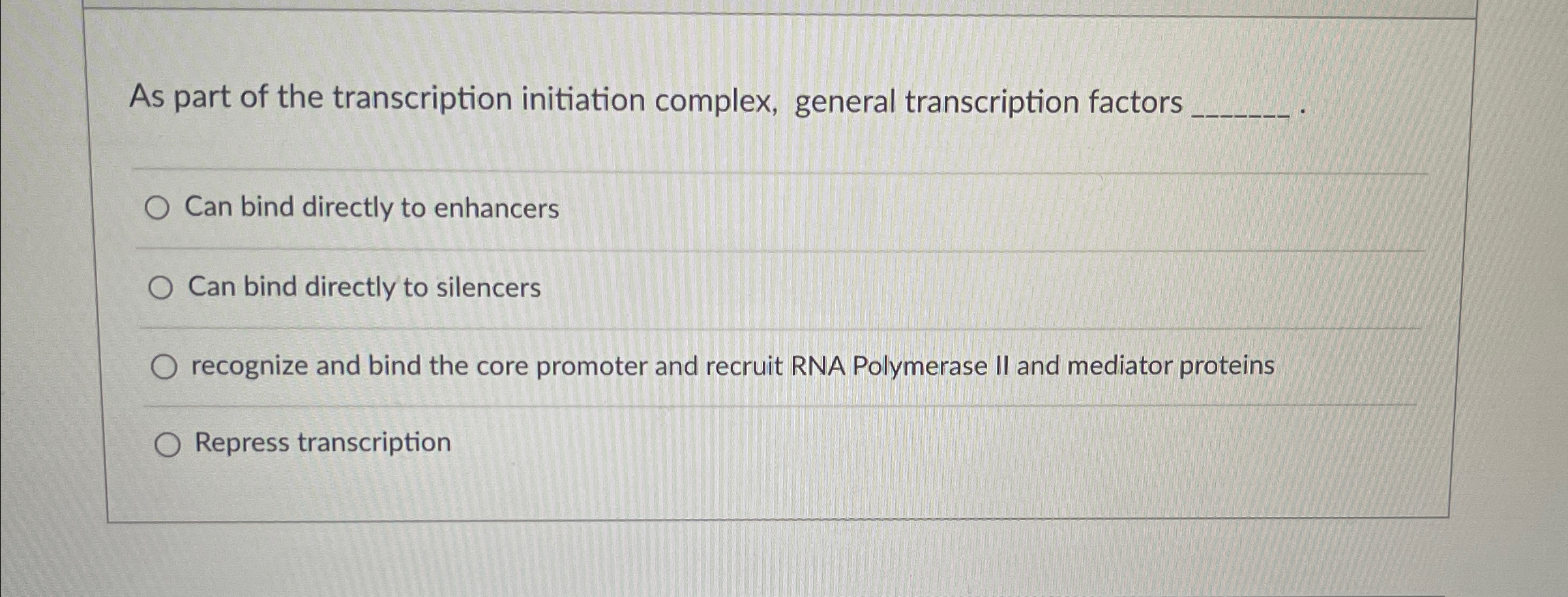 Solved As part of the transcription initiation complex, | Chegg.com