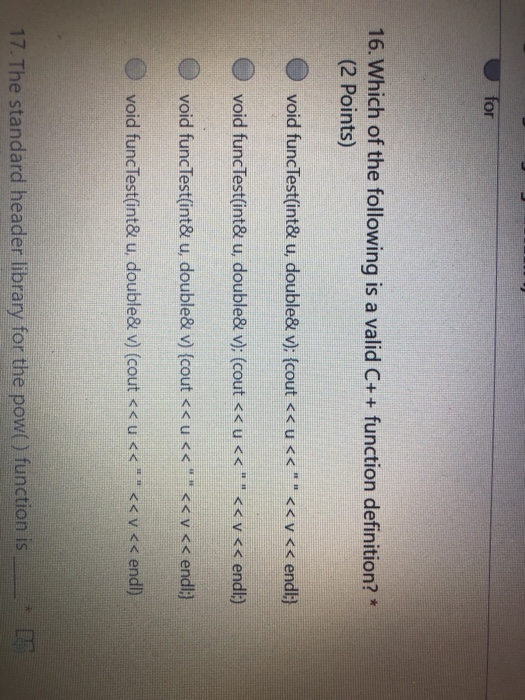 Solved for 16. Which of the following is a valid C++ | Chegg.com