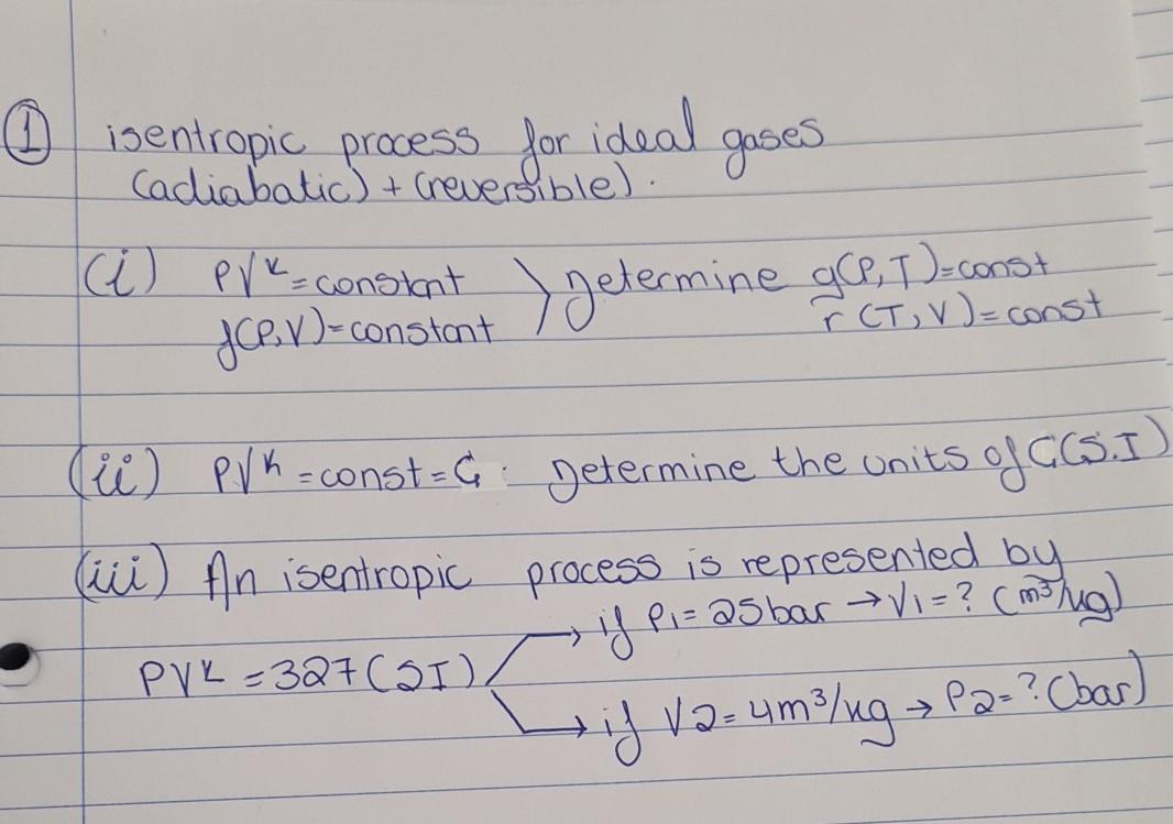 Solved Cadiabatic) + (reversible) ☺ isentropic process for | Chegg.com