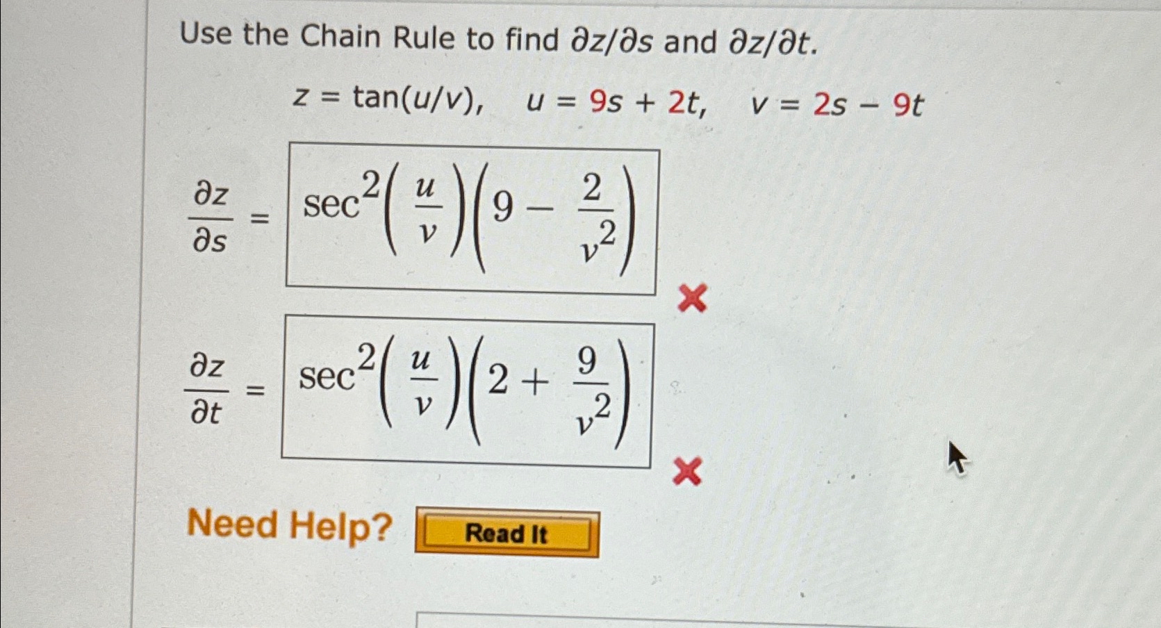 Solved Use the Chain Rule to find delzdels and | Chegg.com