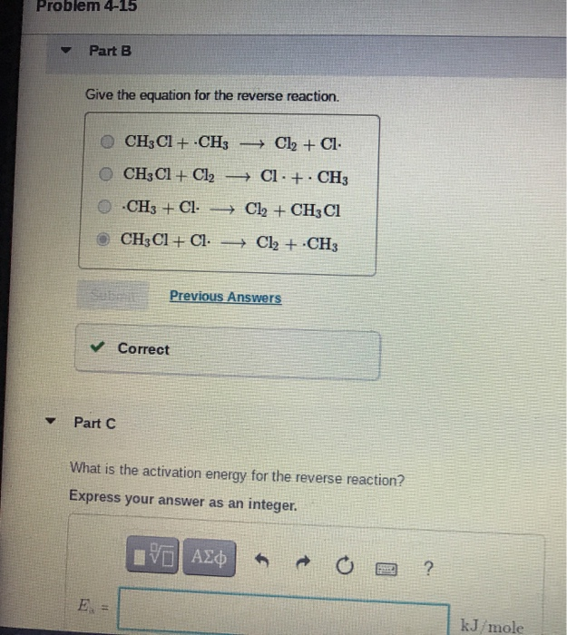 Solved Problem 4-15 Part B Give the equation for the reverse | Chegg.com