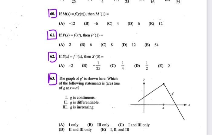 Solved In Questions 55-62, differentiable functions f and g | Chegg.com