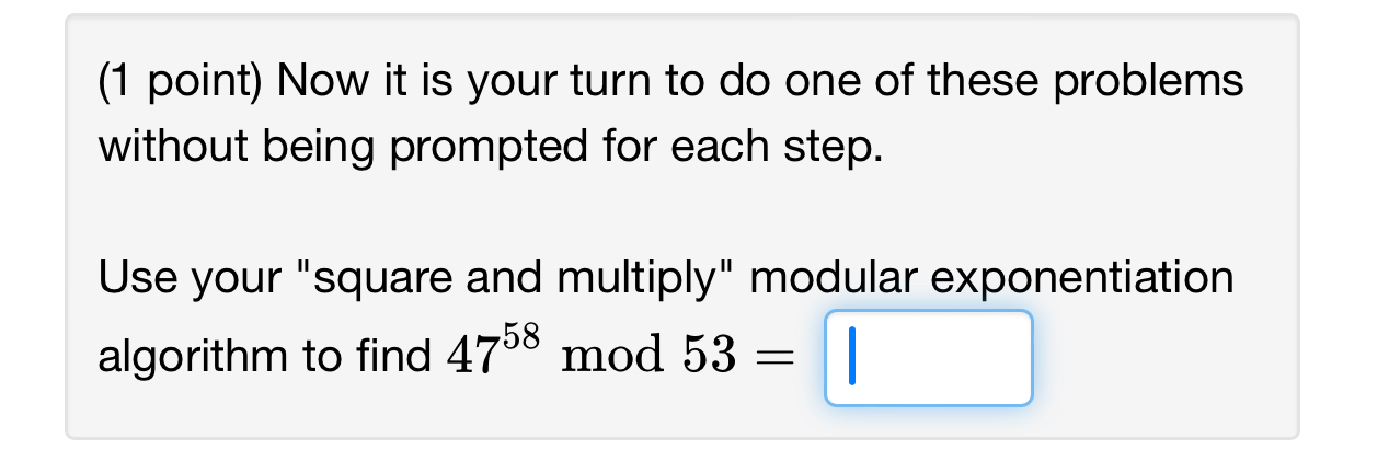 Solved (1 ﻿point) ﻿Now it is your turn to do one of these | Chegg.com