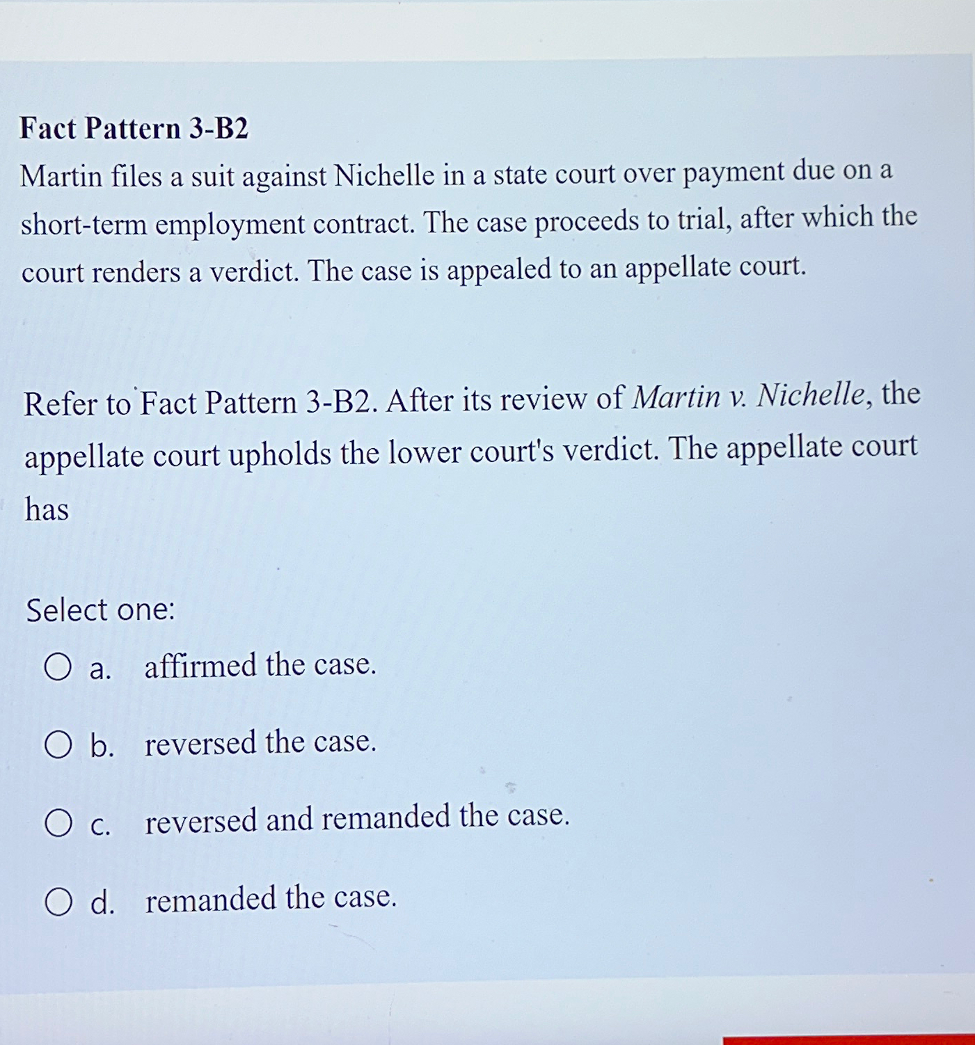 Solved Fact Pattern 3-B2Martin files a suit against Nichelle | Chegg.com