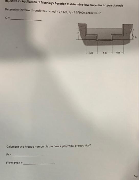 Solved Objective 7 - Application of Manning's Equation to | Chegg.com