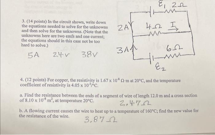 Solved 3. (14 points) In the circuit shown, write down the | Chegg.com