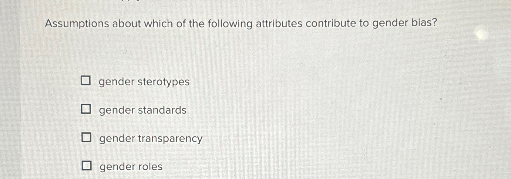 Solved Assumptions about which of the following attributes | Chegg.com