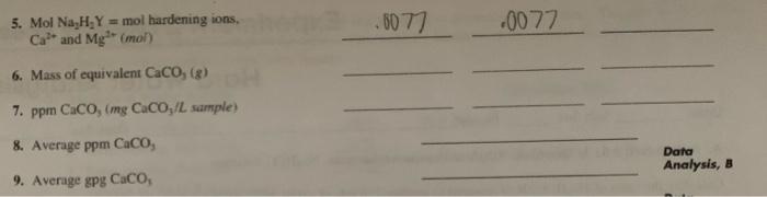 Solved D) A salseis af Uatar Samnle5. Mol Na2H2Y= mol | Chegg.com