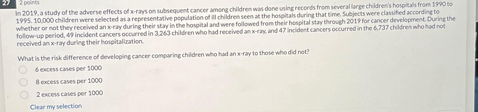 Solved 272 ﻿pointsIn 2019, ﻿a study of the adverse effects | Chegg.com