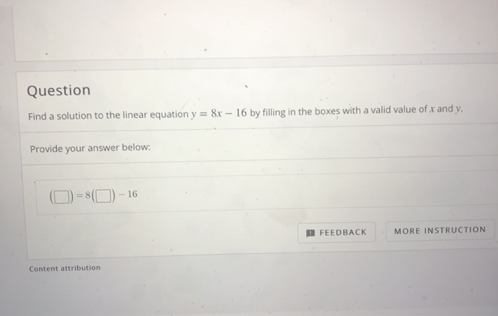 Solved Question Find a solution to the linear equation y = | Chegg.com