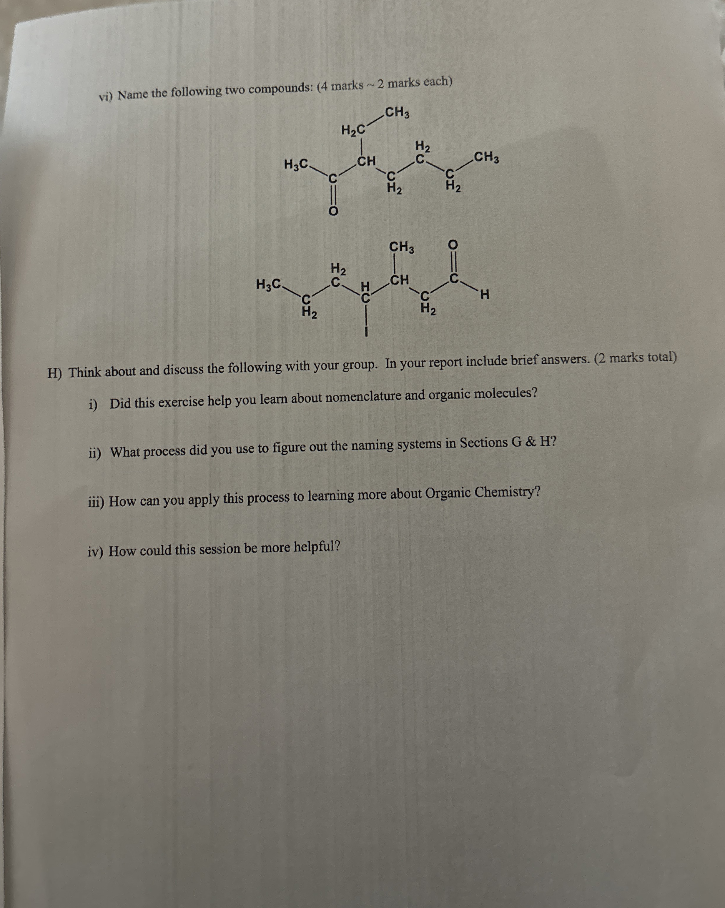 Solved vi) ﻿Name the following two compounds: ( 4 ﻿marks ∼2 | Chegg.com