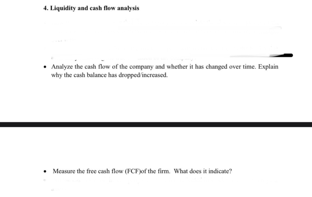 Solved Liquidity and cash flow analysisAnalyze the cash flow | Chegg.com