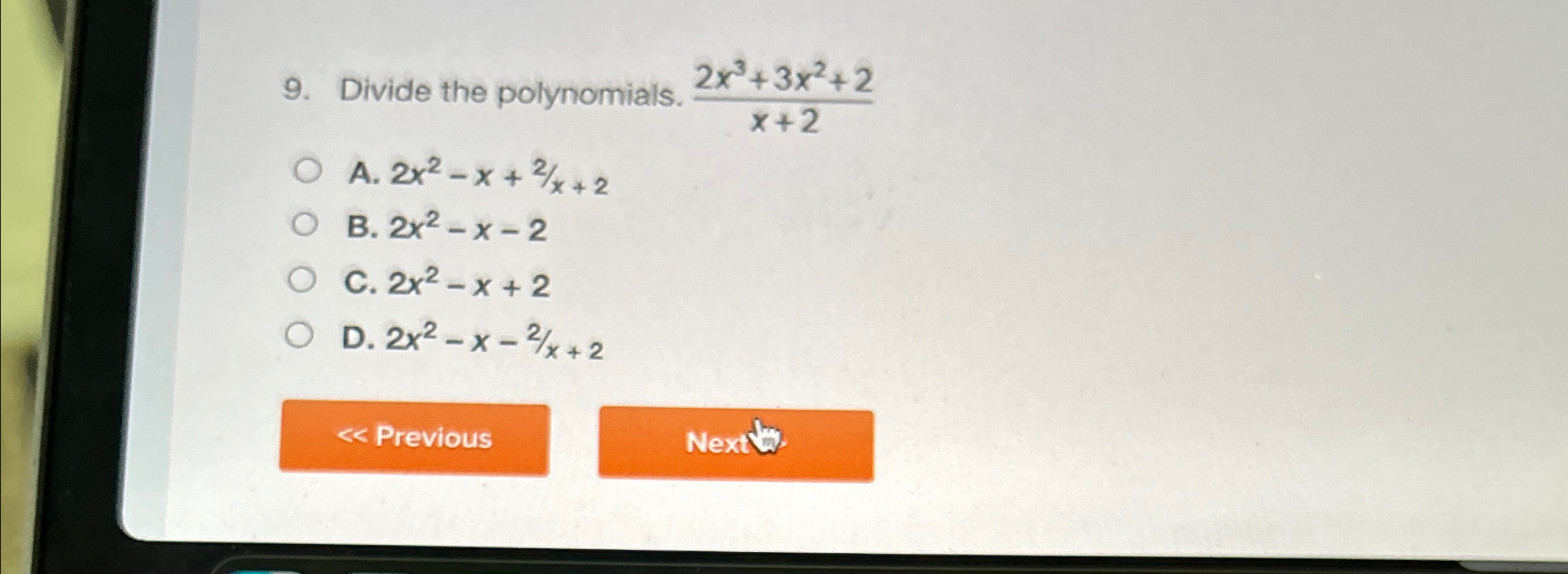 Solved Divide the polynomials. | Chegg.com