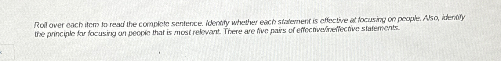 Solved Roll over each item to read the complete sentence. | Chegg.com