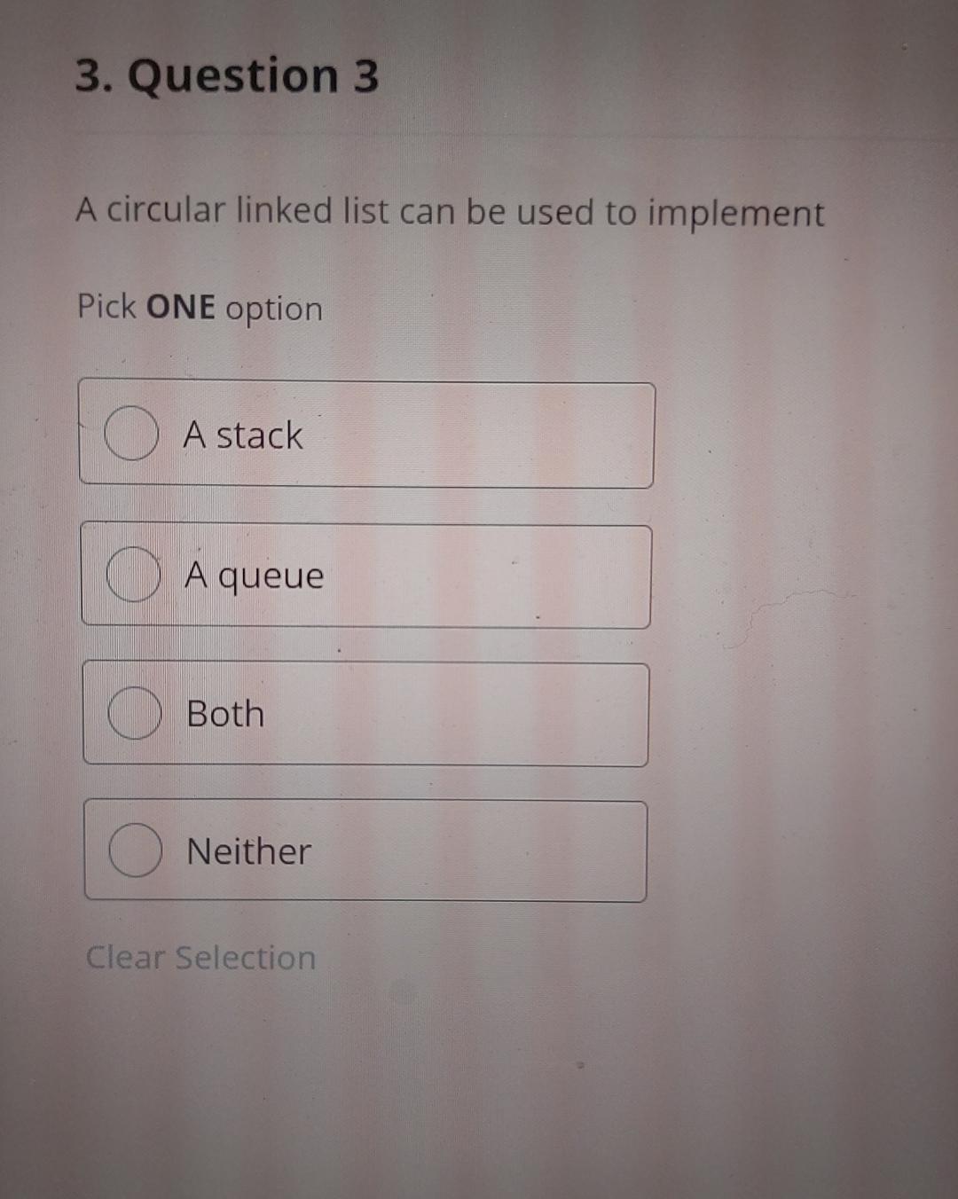 Solved Question 3A circular linked list can be used to | Chegg.com