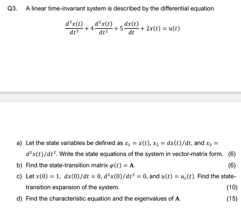 Solved Q3. ﻿A linear time-invariant system is described by | Chegg.com