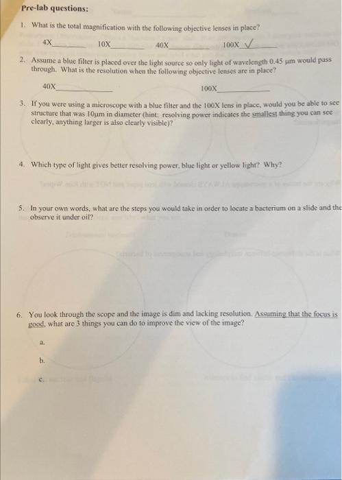 Solved 1. What is the total magnification with the following | Chegg.com