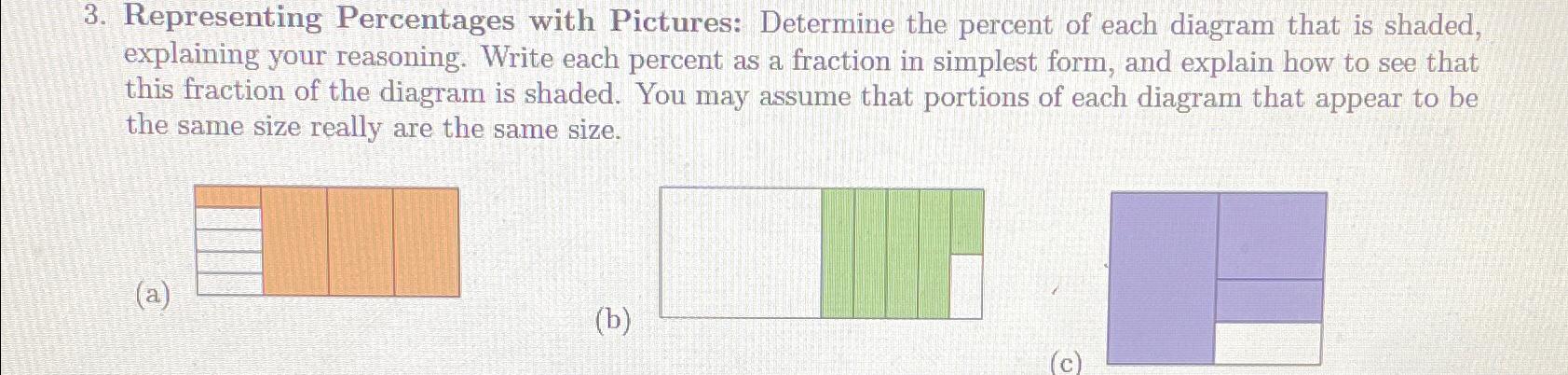 Solved Representing Percentages with Pictures: Determine the | Chegg.com