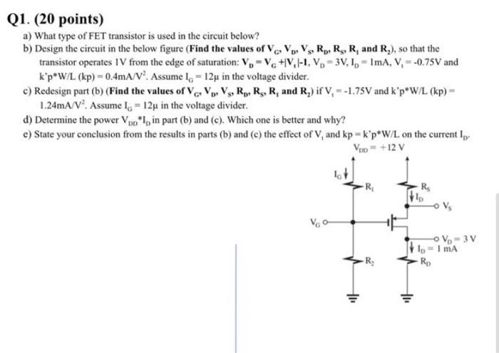 Solved Q1. (20 points) a) What type of FET transistor is | Chegg.com