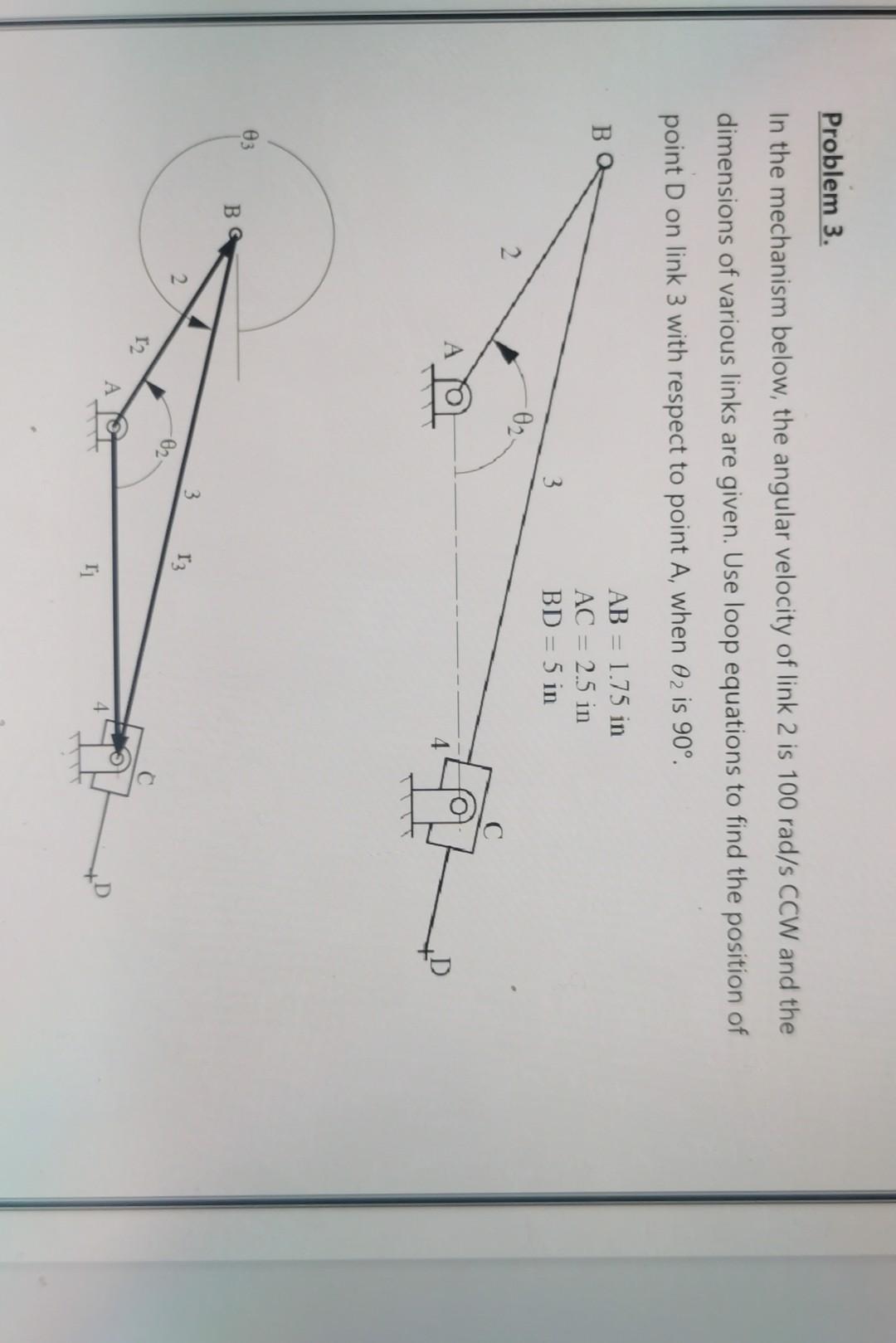 Solved Problem 3. In the mechanism below, the angular | Chegg.com