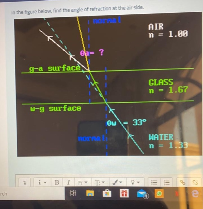 Solved In the figure below, find the angle of refraction at | Chegg.com
