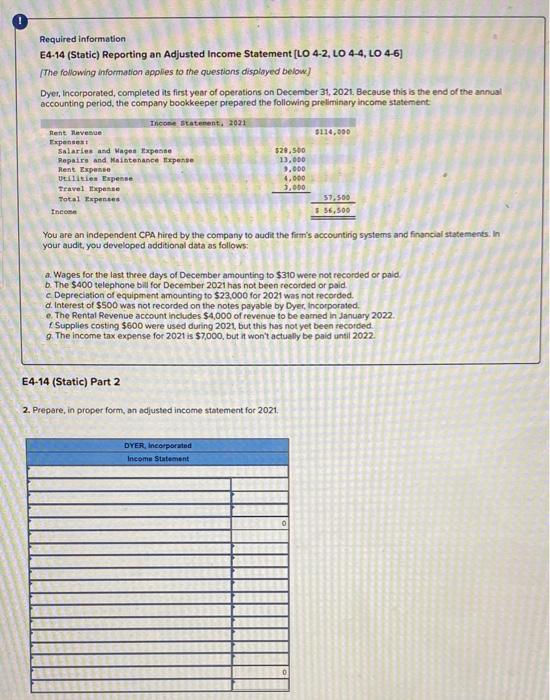Solved Required information E4-14 (Static) Reporting an | Chegg.com