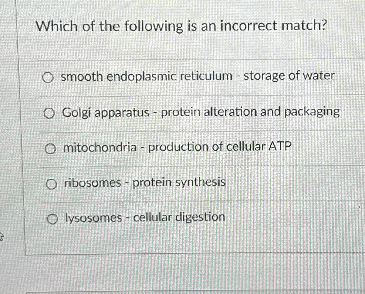 Solved Which of the following is an incorrect match?smooth | Chegg.com