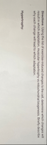 Solved Directions: Using the list of exercise-induced | Chegg.com