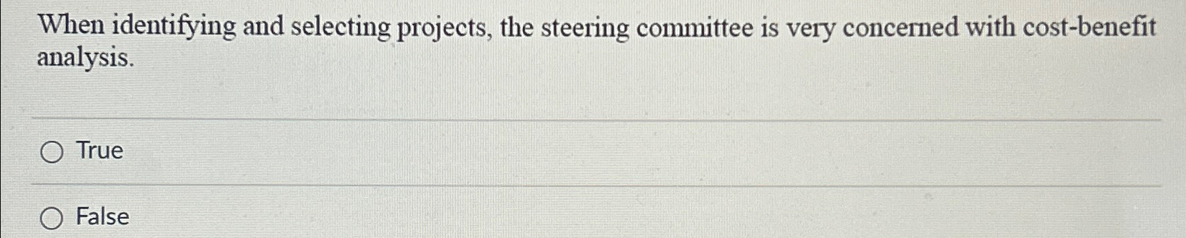 Solved When identifying and selecting projects, the steering | Chegg.com