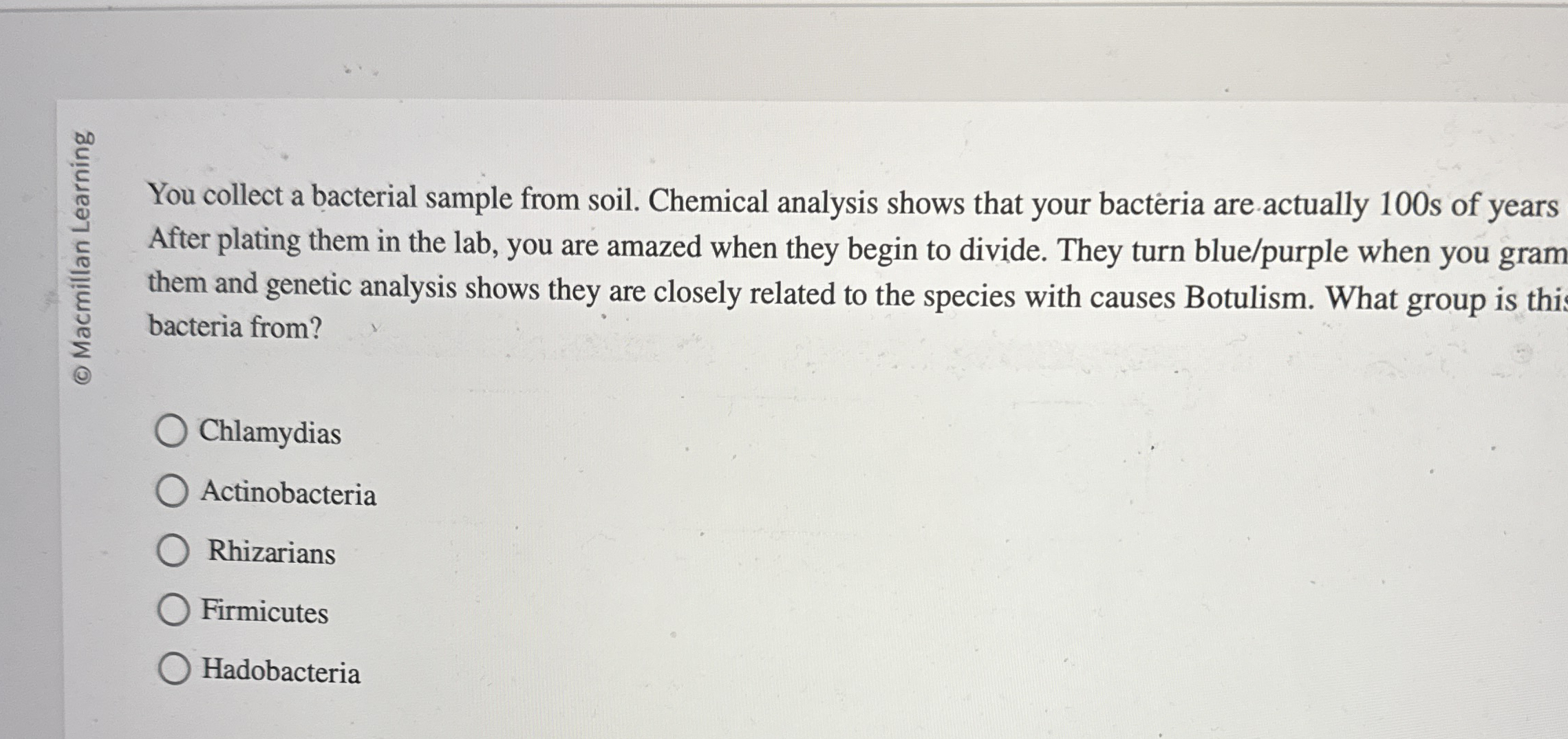 Solved You collect a bacterial sample from soil. Chemical | Chegg.com