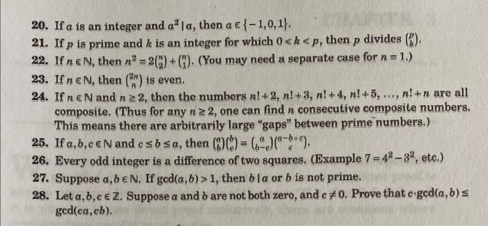 Solved 20. If a is an integer and a2∣a, then a∈{−1,0,1}. 21. | Chegg.com