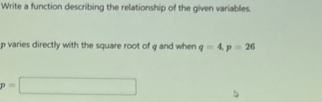 Solved Write a function describing the relationship of the | Chegg.com