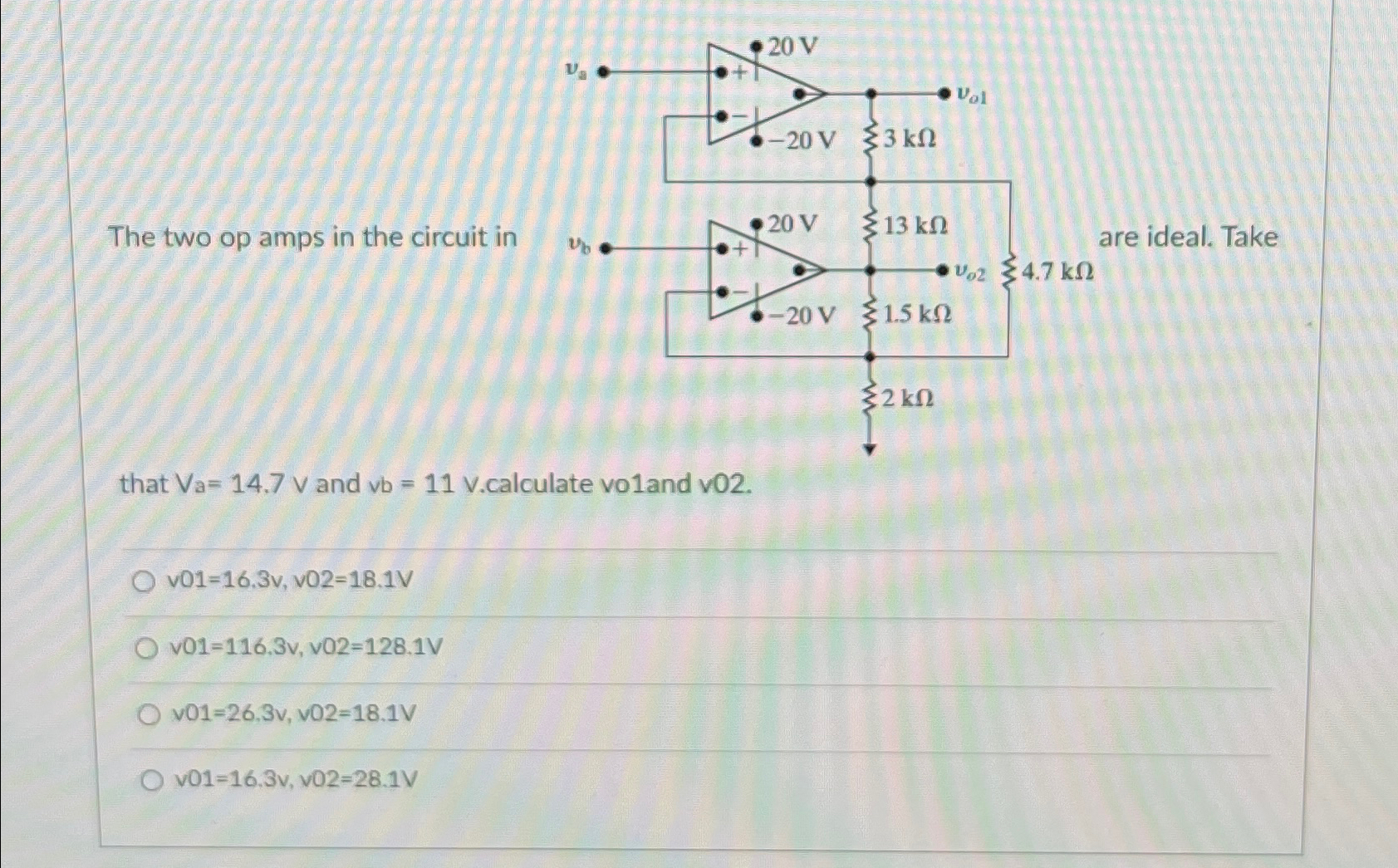 Solved The two op amps in the circuit in are ideal. Take | Chegg.com
