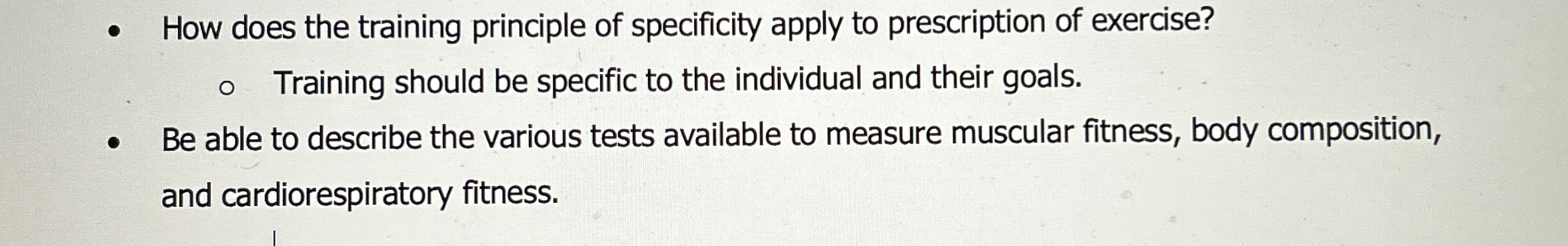 Solved How does the training principle of specificity apply | Chegg.com