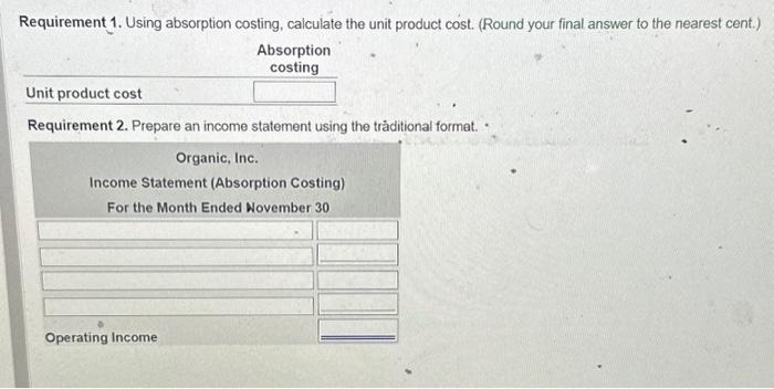 Solved Data table Requirement 1. Using absorption | Chegg.com