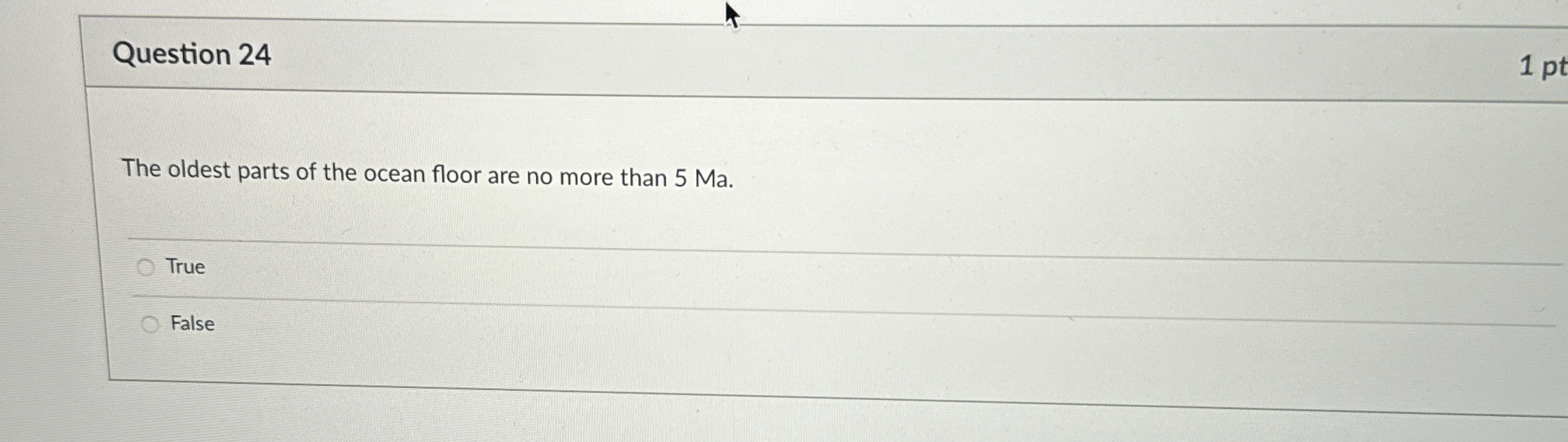 Solved Question 24The oldest parts of the ocean floor are no | Chegg.com