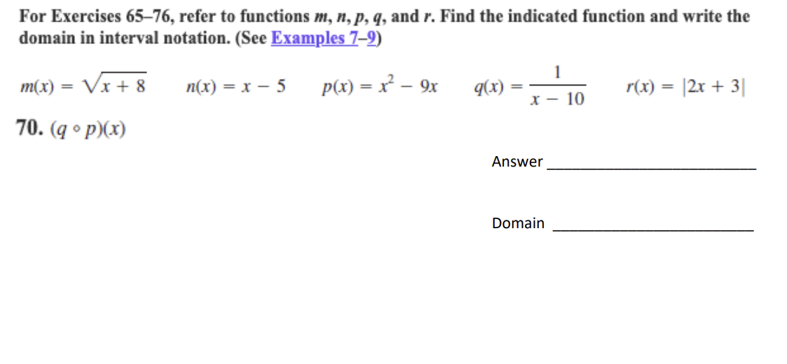 Solved For Exercises 65-76, ﻿refer to functions m,n,p,q, | Chegg.com