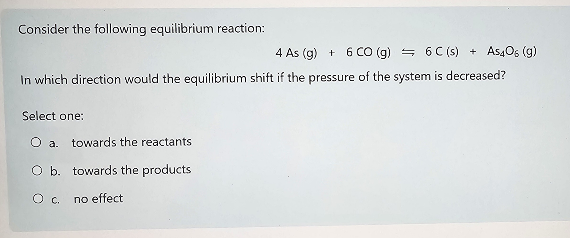 Solved Consider the following equilibrium | Chegg.com