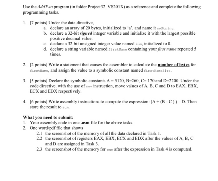 Solved Use Addtwo Program Folder Project32 Vs201x Reference Complete Following Programming 7713