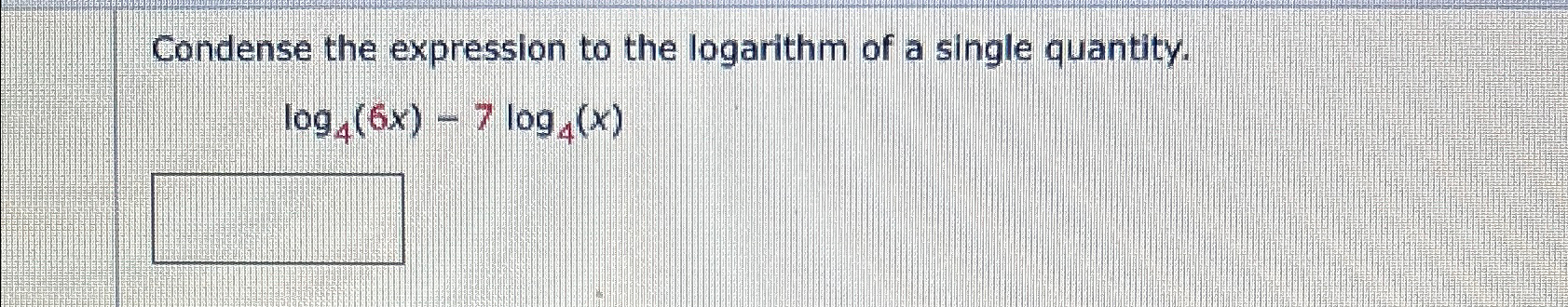 Solved Condense the expression to the logarithm of a single | Chegg.com