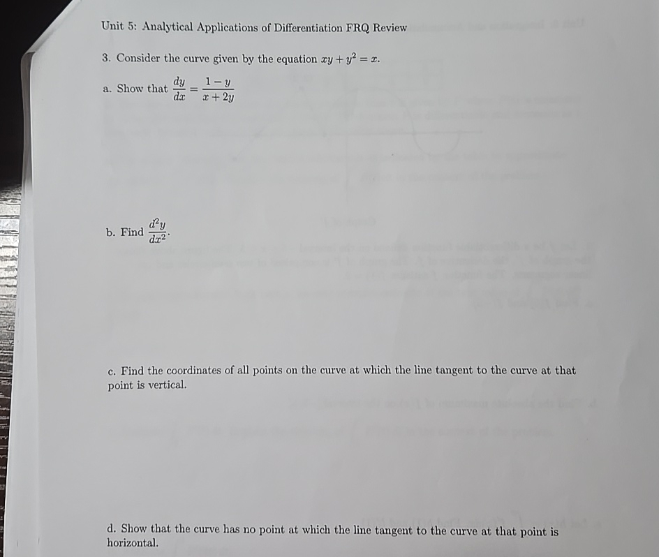 Solved Unit 5: Analytical Applications of Differentiation | Chegg.com