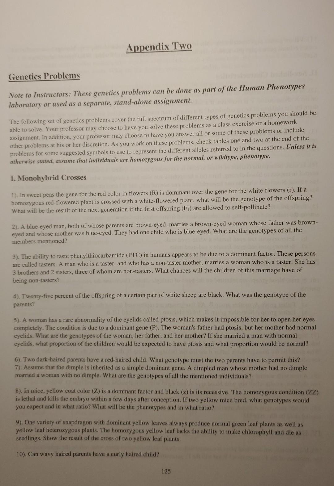 Solved Genetics Problems Note to Instructors: These genetics | Chegg.com