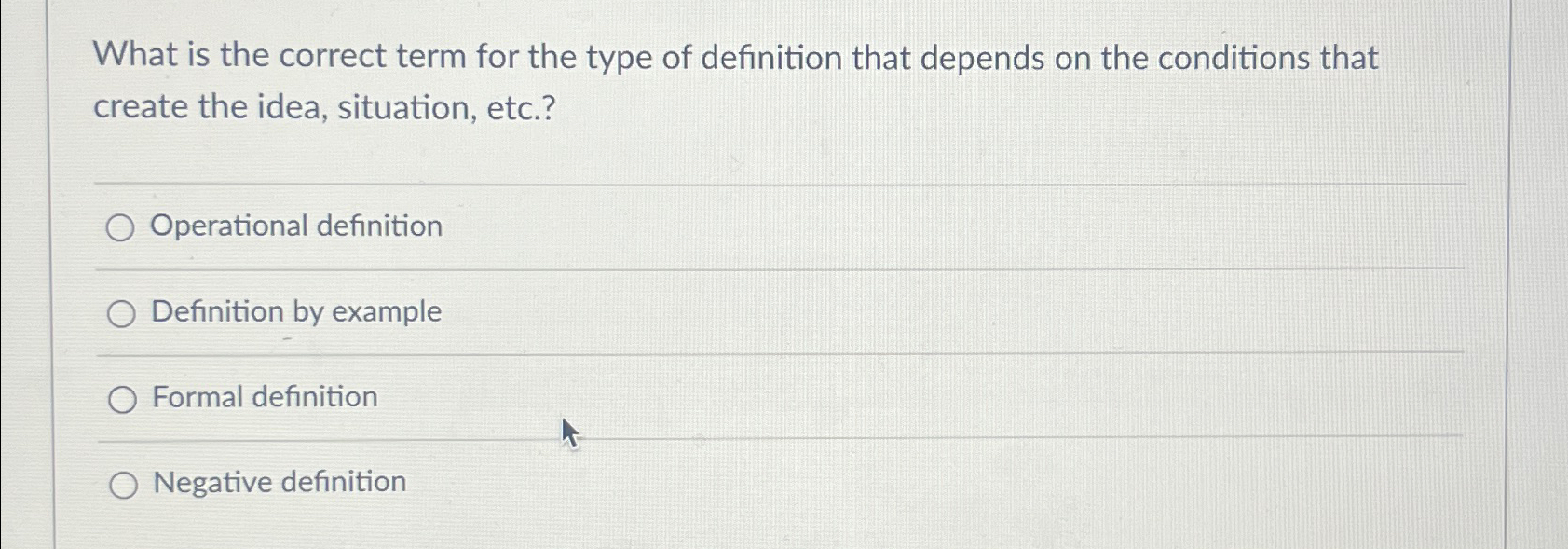 Solved What is the correct term for the type of definition | Chegg.com